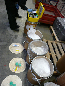 Visual Examples: Solid chemical powder / barrels / Chemicals, solid